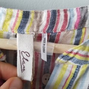 Elan | Tops | Elan Striped Button Detail 0 Linen Shirt Top | Poshmark